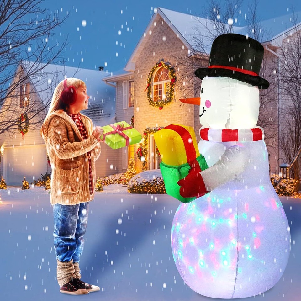 5ft Christmas Inflatables Snowman Outdoor Yard Rotating LED Blow Up ...