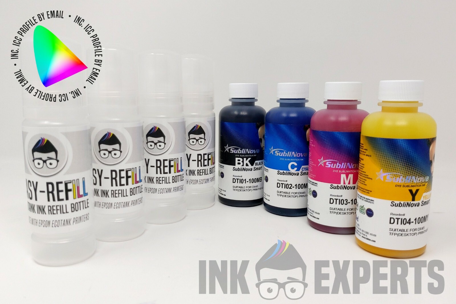 100ml Inktec Sublimation Ink Set + Easy Refill Bottles for Epson ...