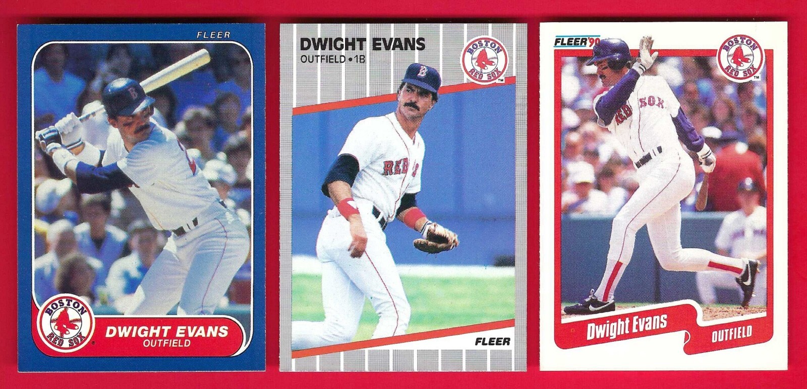 Dwight Evans Fleer Lot (F) 1986 #348, 1989 #87, 1990 #274 MINT | eBay