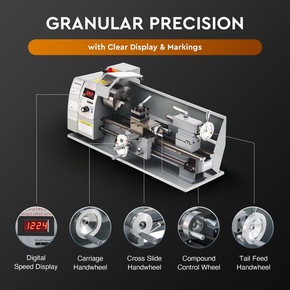 Mini Metal Lathes Machine 8x14"/16"-9*24/ 30" Wood Metalworking 600 ...