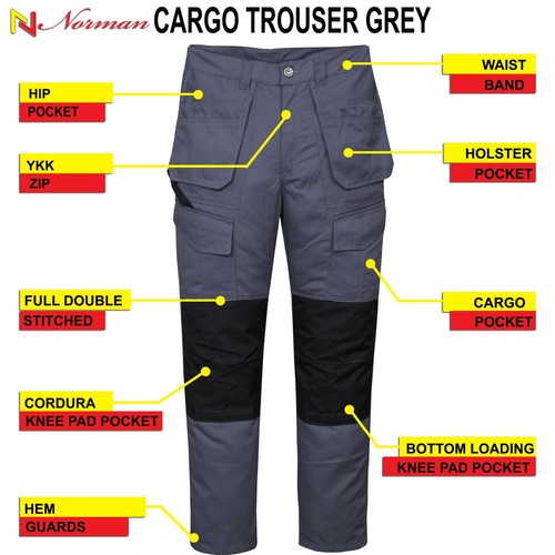 Work Cargo Trousers Knee pad pocket Twill Pockets Triple Stitched ...