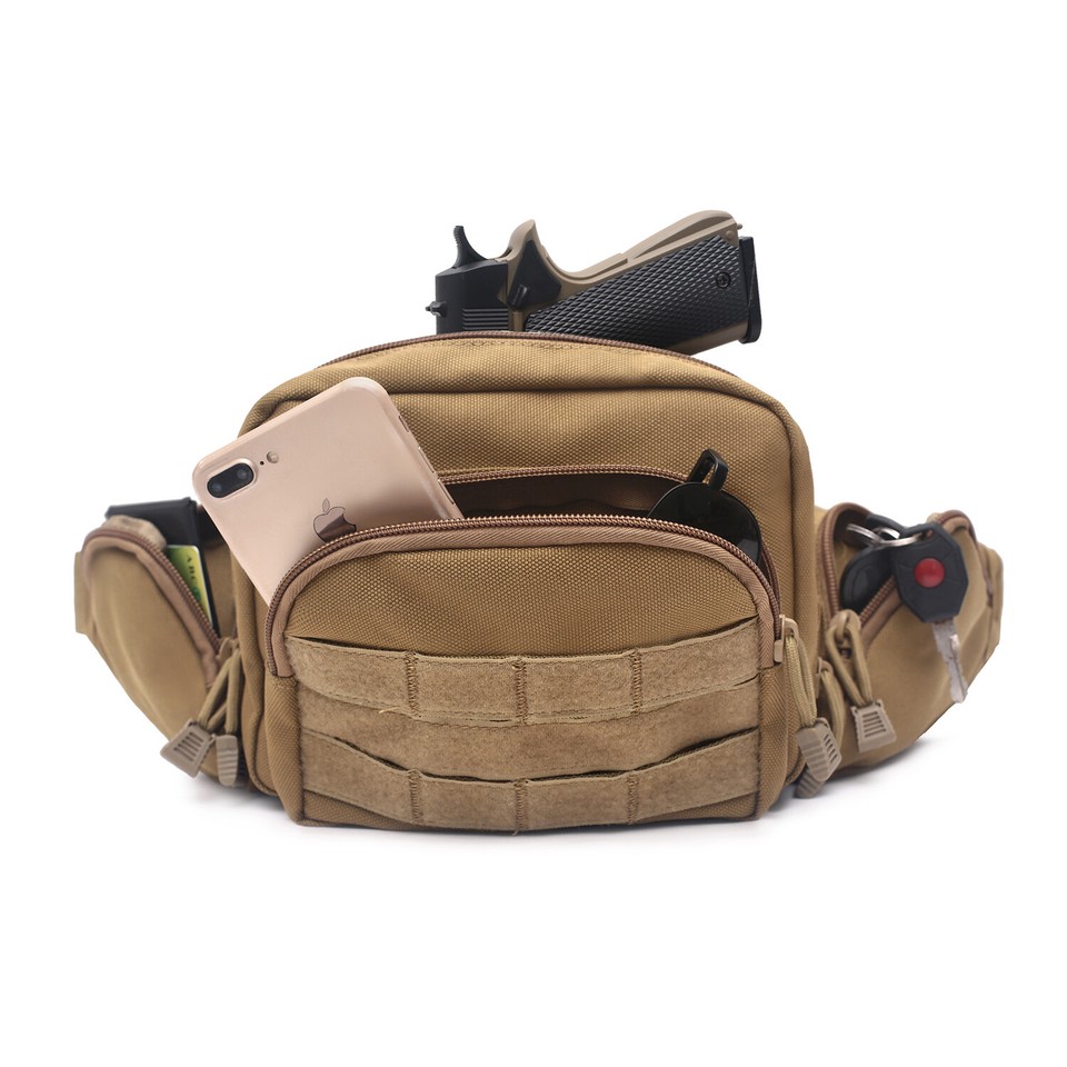 Tactical Molle Fanny Pack Gun Holster Concealed Carry Pistol Military ...