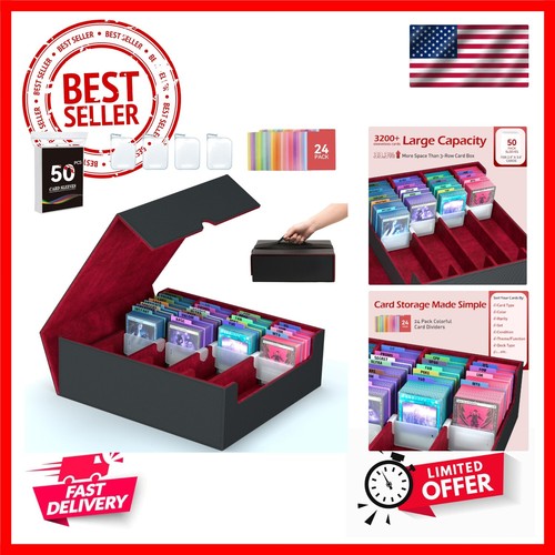 4-Row【3200+】 Trading Card Storage Box, Card Organizer Holder With 50 ...