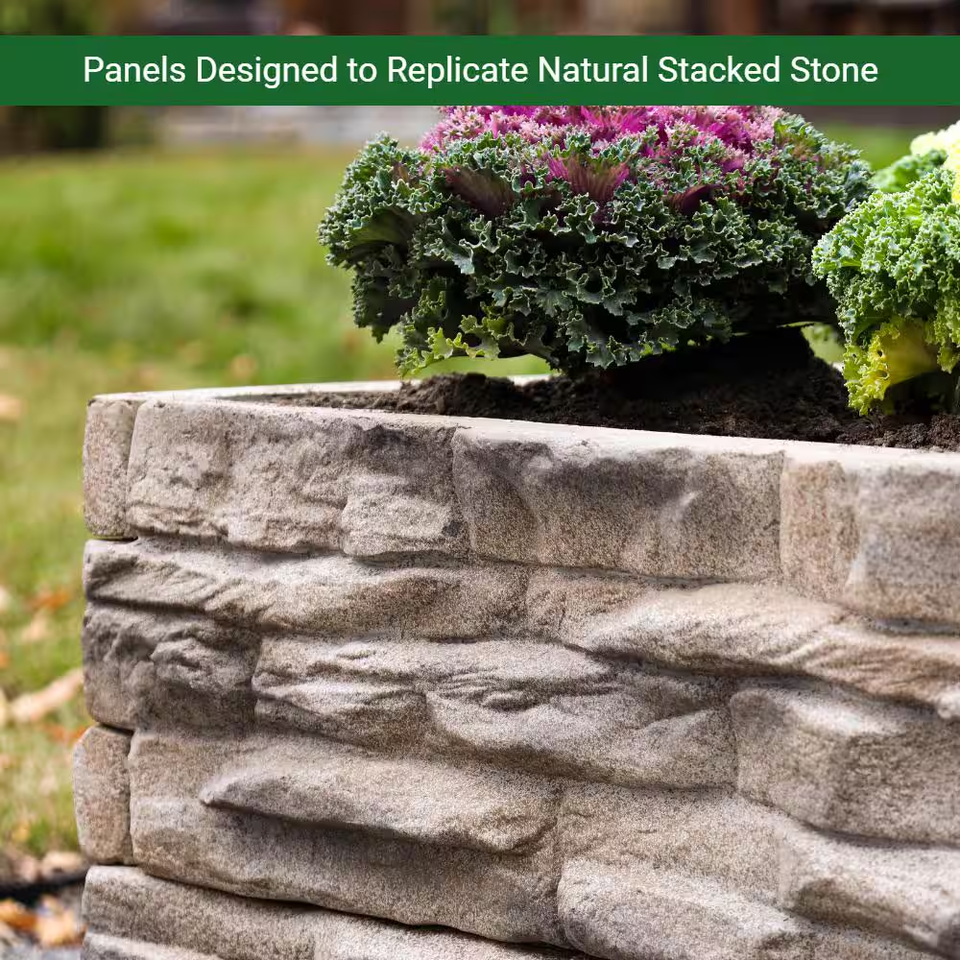 Raised Garden Bed Tan/Brown Ledgestones Composite Polyurethane Natural ...