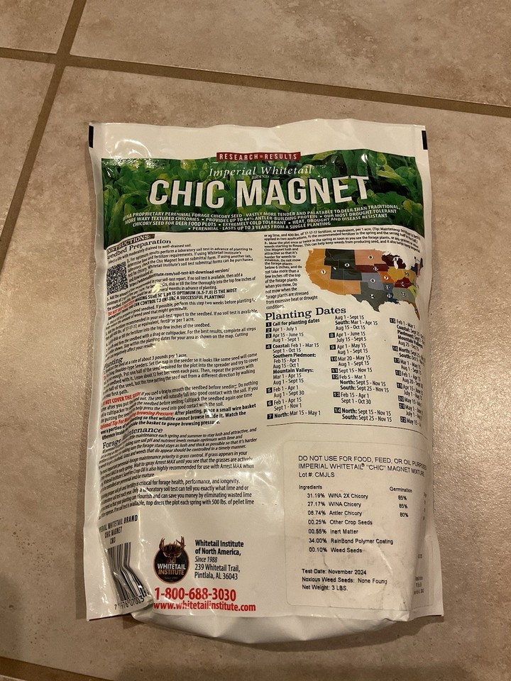 Whitetail Institute Chic Magnet Forage Chicory 3 lbs Deer Food Plot ...