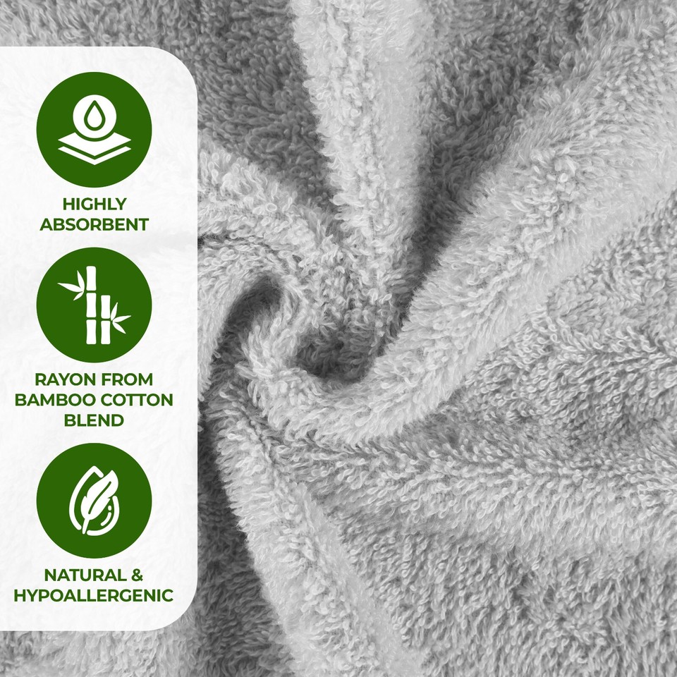 6-Piece Rayon from Bamboo Solid Ultra Plush Fluffy Eco-Friendly Hand ...