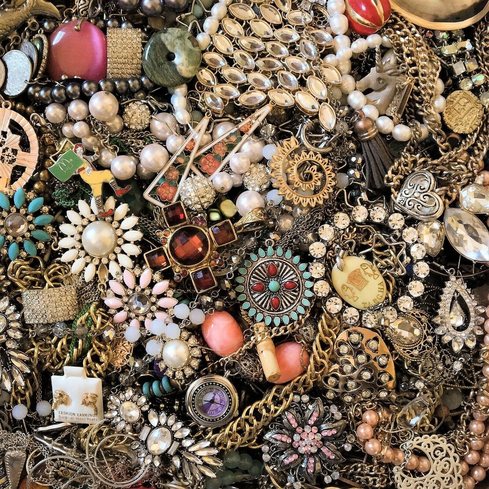 Huge Jewelry Lot 3 - 4 Pound Lbs Vintage Now Junk Craft Wear Pieces ...