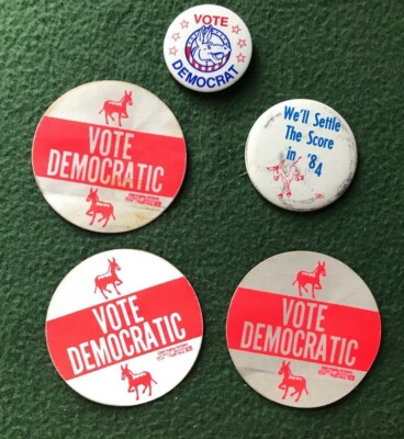 Mixed lot vintage Democrat Stickers & Buttons DNC VOTE Dems politics ...