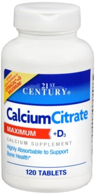 Calcium Citrate Plus D Maximum, Caplets 120 Count Bone Strength, Gluten ...
