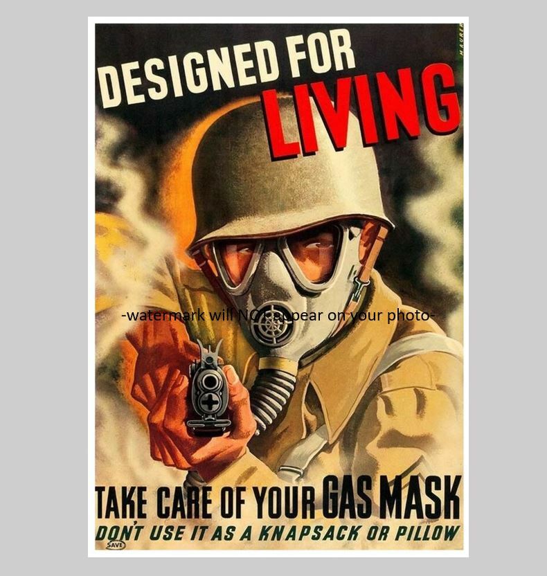 Gas Mask Soldier World War 2 Recruitment Propaganda Poster PHOTO US ...