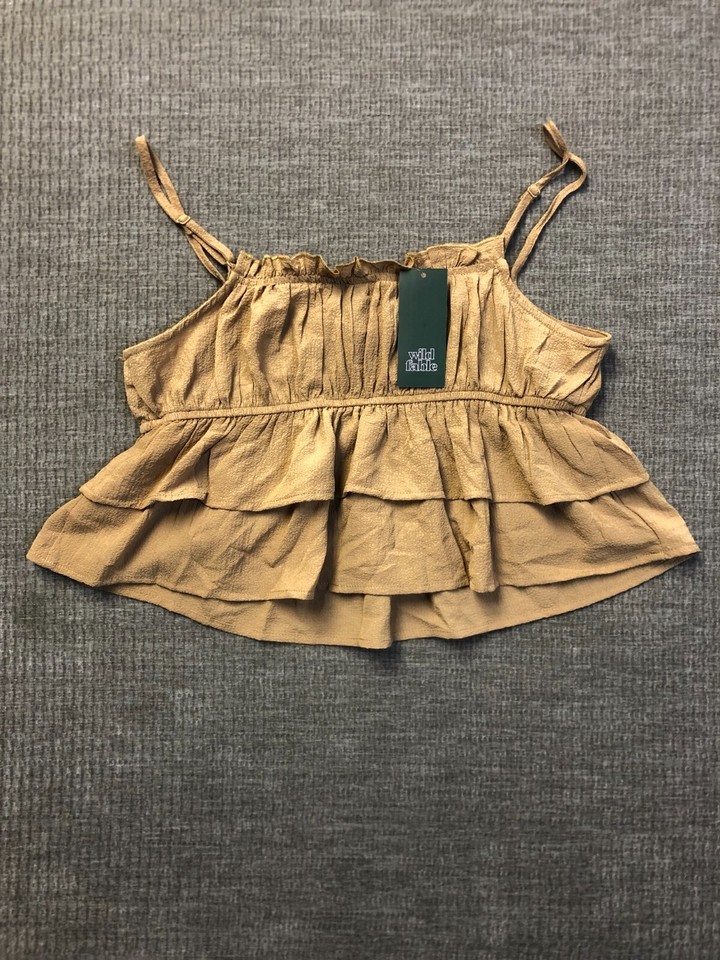 Wild Fable - Tiered Ruffle Tank Top - Camel - Size Small | eBay