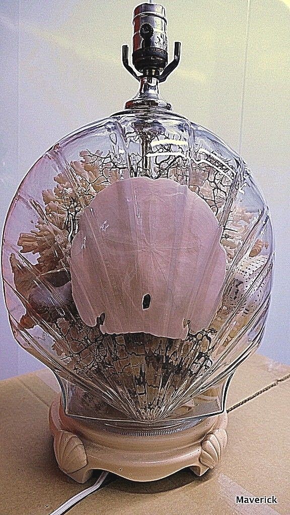 RARE Collectible SEA SHELL Table Lamp contains extinctStarfish/Sand ...