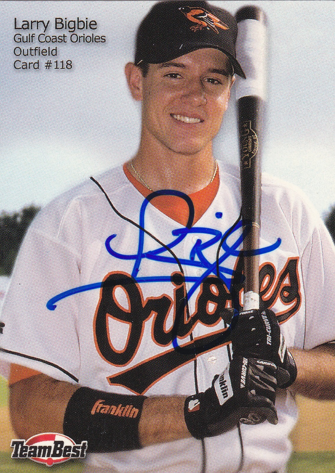 LARRY BIGBIE GCL ORIOLES BALTIMORE SIGNED 2000 CARD ST LOUIS CARDINALS ...