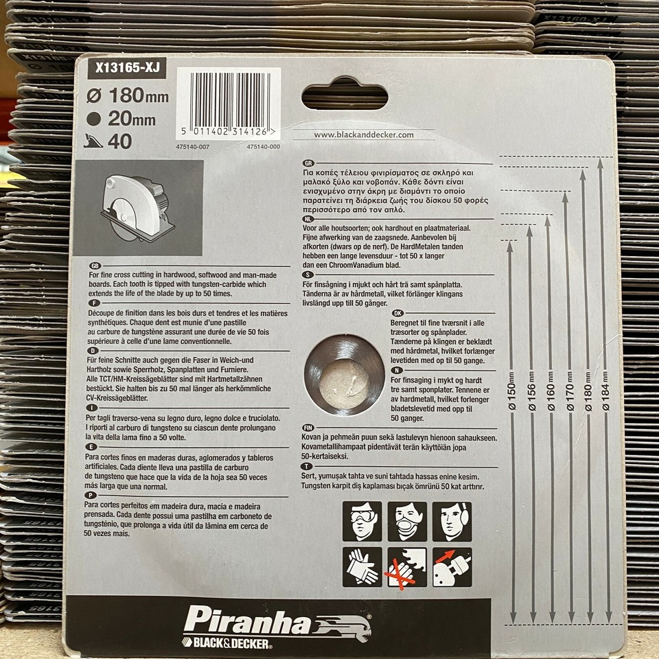 Piranha X13165 180mm x 20mm 40T TCT Fine Cutting Circular Saw Blade for ...