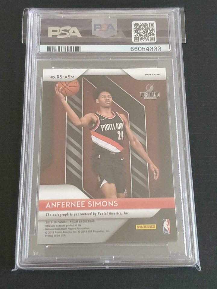 2018 Panini Prizm Anfernee Simons Rookie Signature Silver Prizm Psa 9 ...