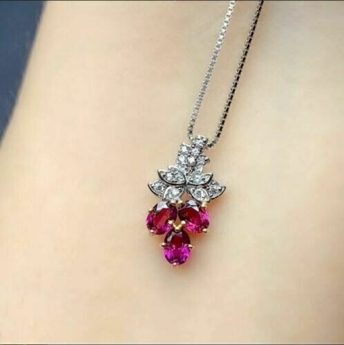 1.50CT Oval Cut Simulated Ruby Grapes Shape Pendant 14k Yellow Gold ...