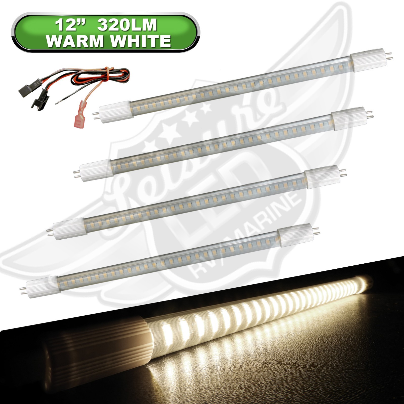 4 X 12-30V DC-LED F8T5 Tube Light-T5 12" (Overall 11-3/4")-4W Warm ...