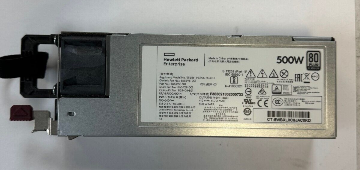 HP 865408-B21 500W PLATINUM POWER SUPPLY - 866729-001 | eBay