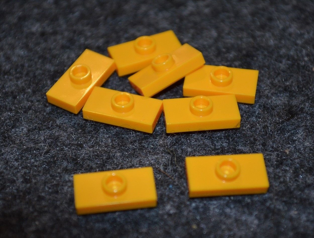 (8) 1x2 Bright Light Orange Tile w/ Center Nub Brick Bricks ~ Lego ...