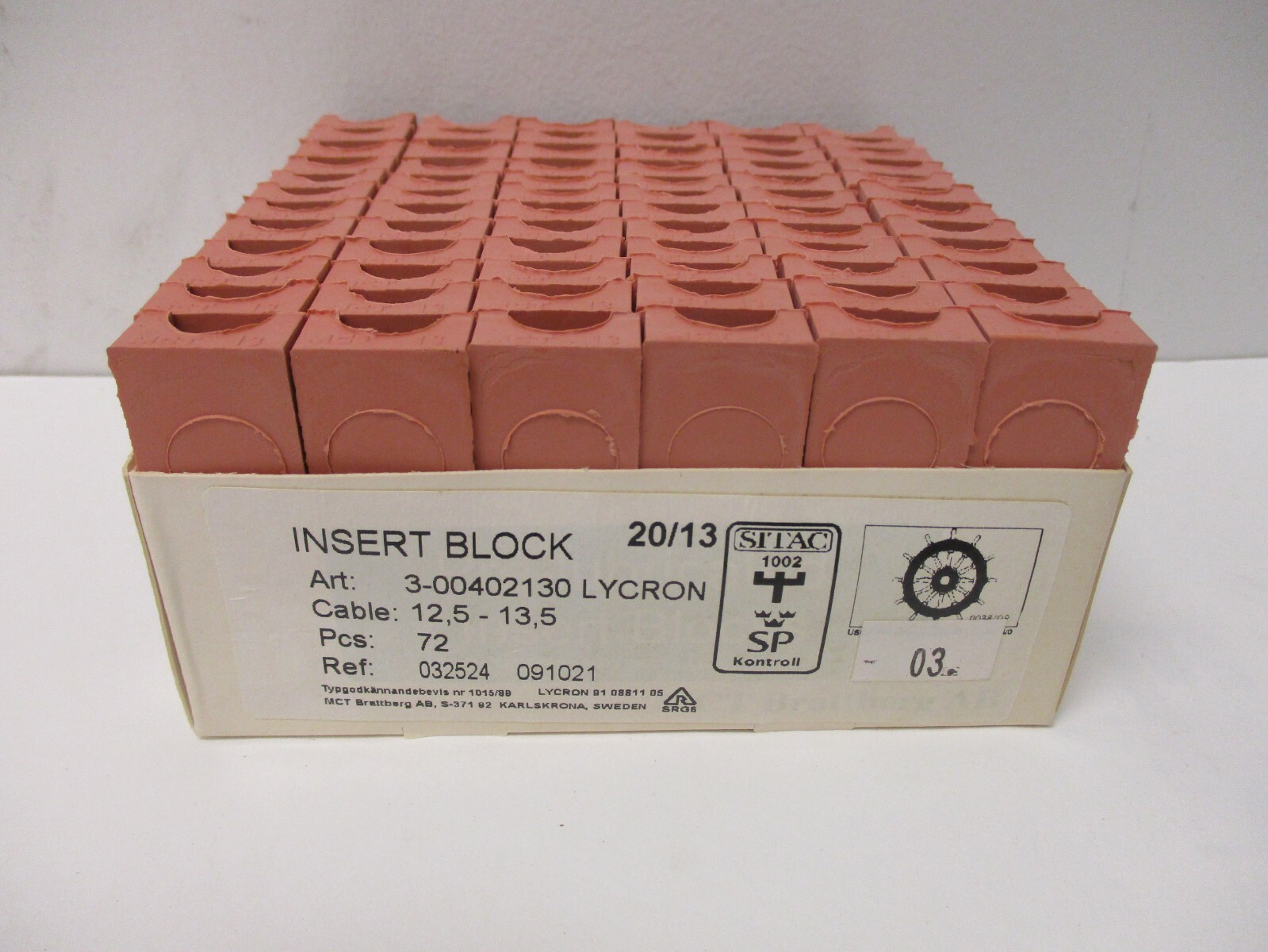 MCT BRATTBERG INSERT BLOCK 20/13 LYCRON, CABLE 0.49-0.53 (72PC LOT ...