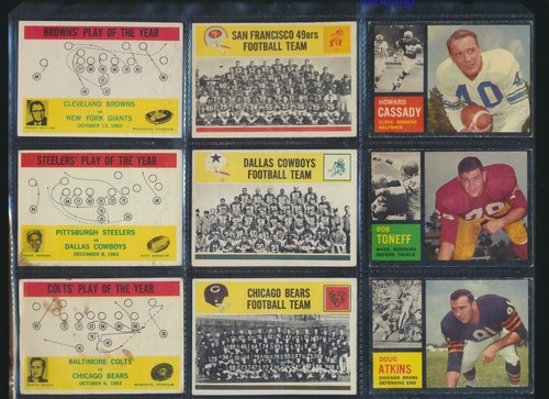 Lot of 9 Vintage Football Cards 1962 & 1964 w/Shula RC, Team Cards ...