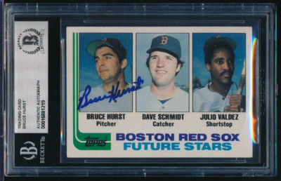 1982 TOPPS #381 BRUCE HURST Future Stars signed auto BAS BECKETT crisp ...