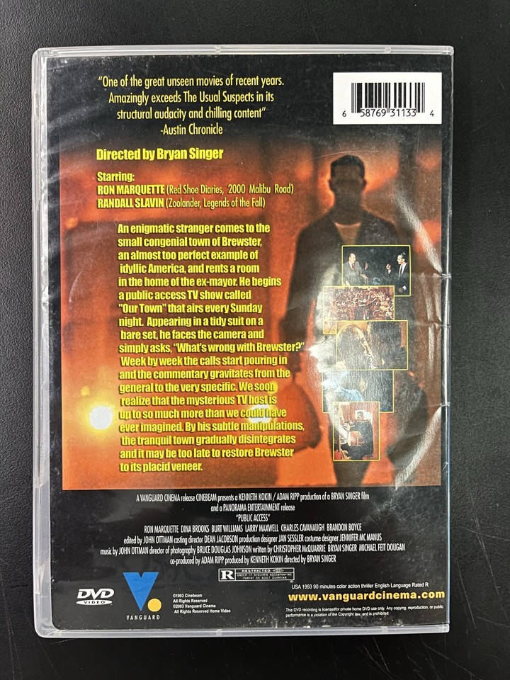 PUBLIC ACCESS (1993) DVD Bryan Singer 2003 Vanguard Cinema 658769311334| eBay