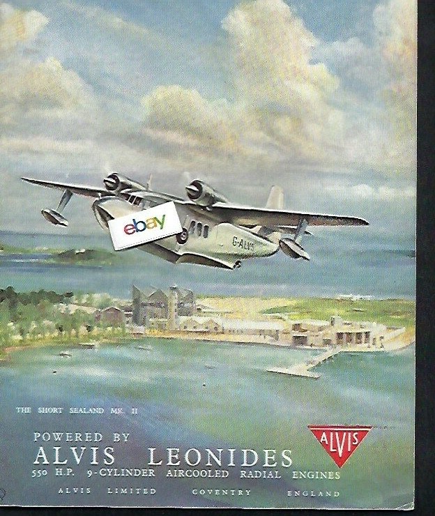 SHORT BROS LTD 1949 SHORT SEALAND AMPHIBIAN MK11 ALVIS LEONIDES #G-ALVS ...