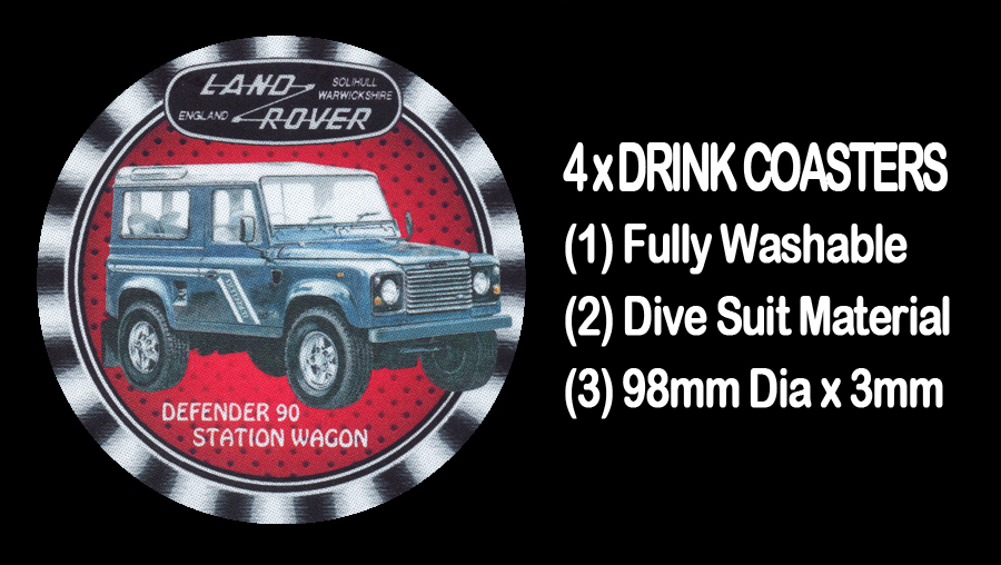 4 x LAND ROVER DEFENDER 90 S / WAGON MOTOR CAR / OFF ROAD VEHICLE DRINK ...