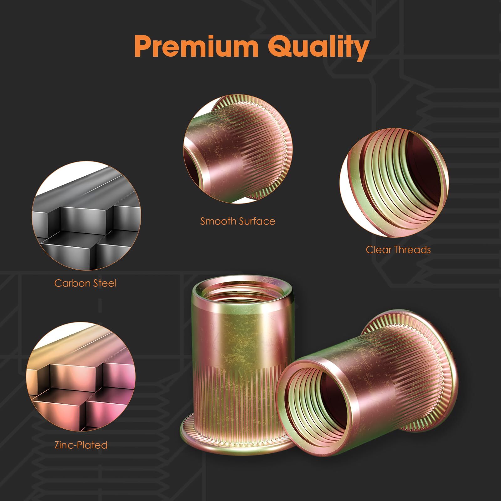 Rivet Nut Assortment Kit (250 Pcs) - UNC SAE Rivnut Threaded Insert ...