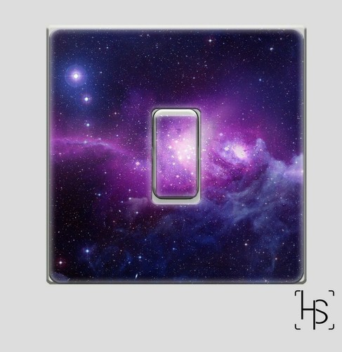 Purple Galaxy Space Light Switch Vinyl Sticker UK Cosmic Decal Bedroom ...