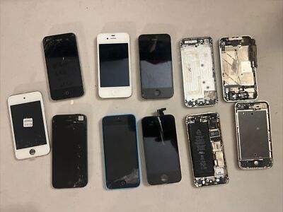 Lot of broken Apple iPhones iPod For Parts Only: 4/4s/5/5c (check Out ...