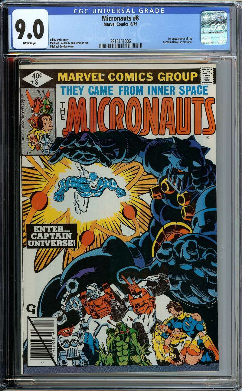 MICRONAUTS #8 CGC 9.0 WHITE PAGES // 1ST APPEARANCE OF CAPTAIN UNIVERSE ...