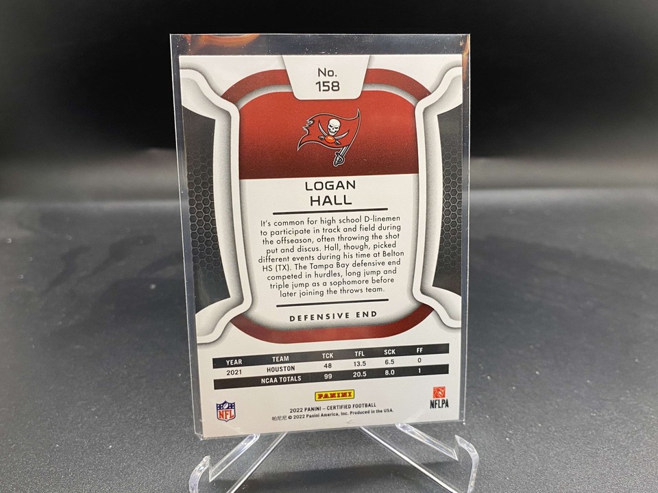 Logan Hall 2022 Certified Mirror Bronze #158 /275 Houston Buccaneers RC ...