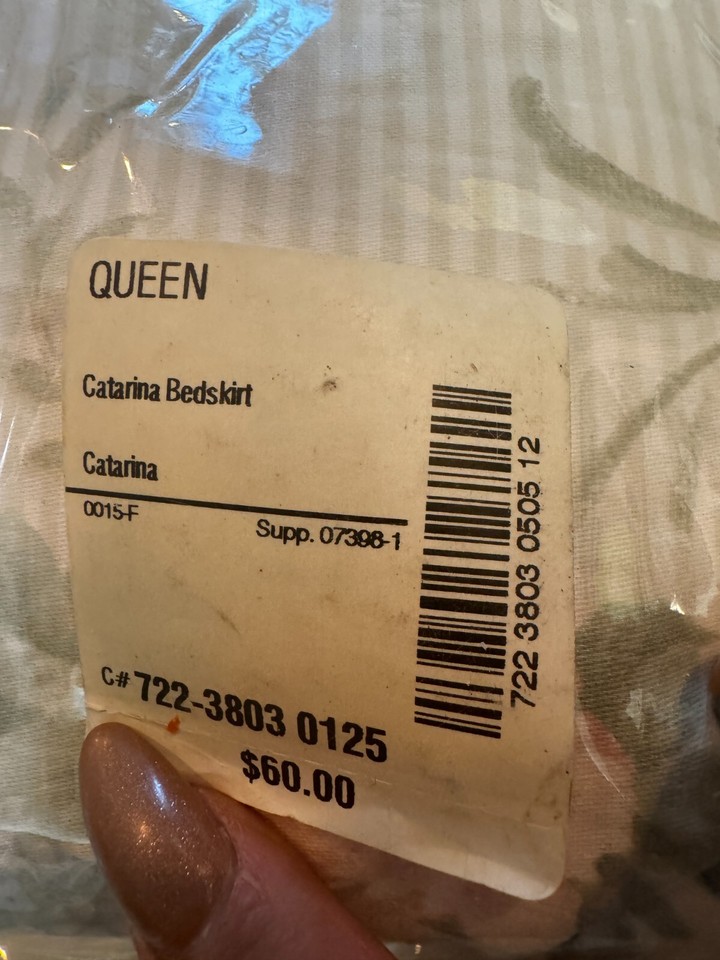 Vintage Queen Size Bedskirt Cottage Core Green Pink Rose Floral NEW ...