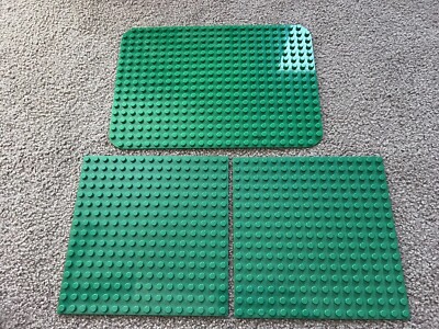 Legos Duplos (3) Green Base Plates Dot Studs 10x 10”Rounded Corners 10 ...
