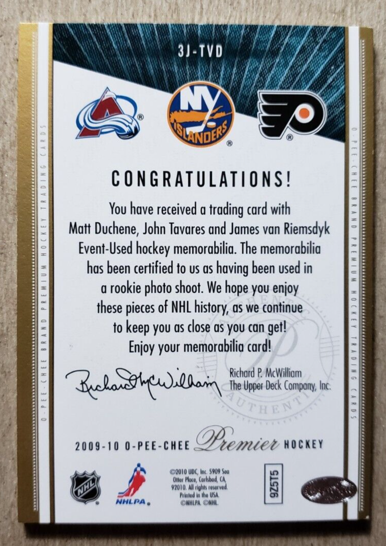 2009-10 O-Pee-Chee Premier Trios John Tavares Duchene van Riemsdyk ...