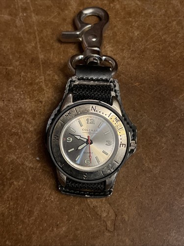 Coleman Outdoors Pocket Watch With Clip Case Compass Japan Movement VTG ...