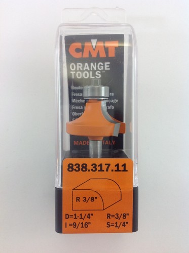 CMT 838.317.11 Round Over Router Bit, 1/4" Shank, 3/8" Radius, Made in ...