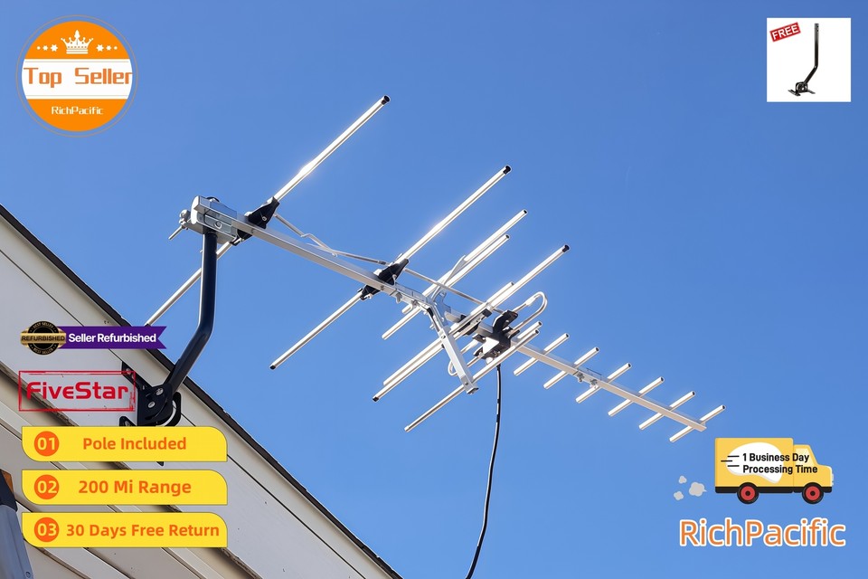 Ultra HD Yagi Outdoor TV Antenna 250 Mile for 4K Digital OTA Broadcasts ...
