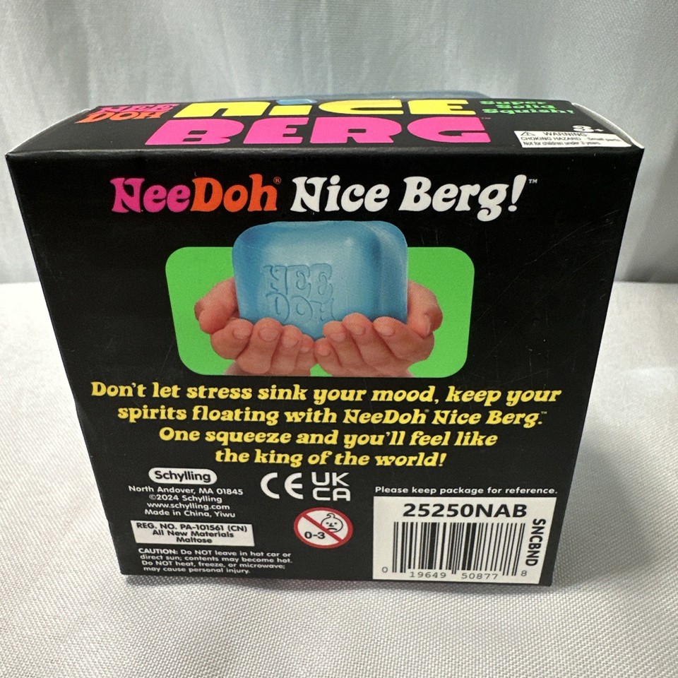 Set Of 3 - NeeDoh Nice Berg Blue XL Giant Nee Doh Solid Squish Cube Ice ...