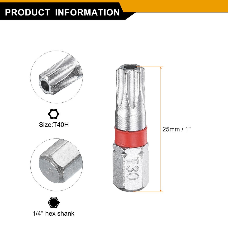 10pcs T30H Magnetic Torx Screwdriver Bits 1/4" Hex Shank 1" Length S2 ...
