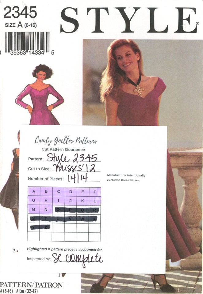 Style 2345 Paneled Evening Dress w Sweetheart Neck, Cap Sleeves Sz 6-12 ...