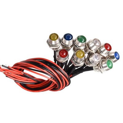 10 Pcs AC/DC 24V LED Indicator Light Car Boat Metal Shell 8mm Panel ...