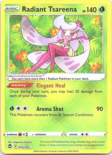 Radiant Tsareena - 016/195 - Pokemon Silver Tempest Radiant Rare Card ...