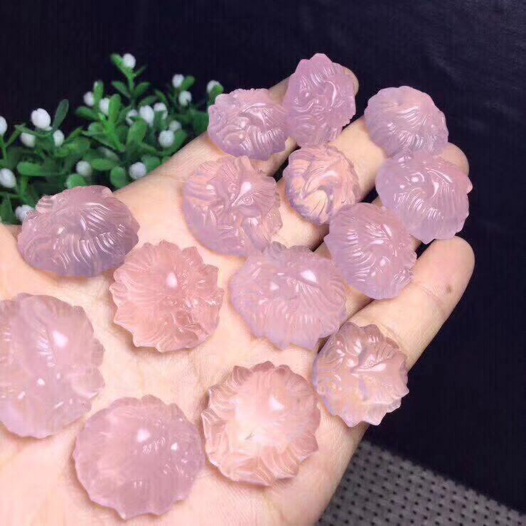 2pcs Natural Pink Rose Quartz Crystal Nine-tailed Fox Pendant Reiki ...