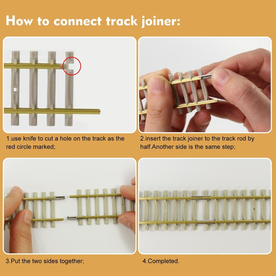 5pcs N Scale Model Train Brass Flex Track 50cm with Rail Joiners Track ...