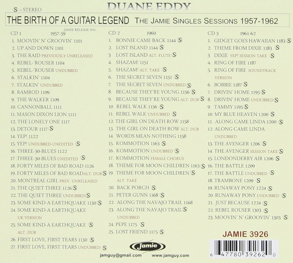 Duane Eddy The Jamie Singles Sessions (CD) 647780392620 | eBay