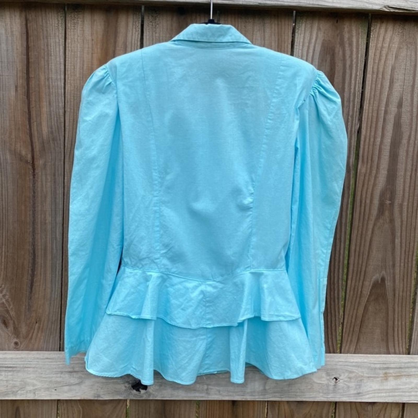 Vintage Joni Blair Retro Ruffled Blue Button Up Jacket - Gem