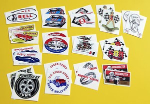 HOT ROD Retro vintage Sticker Decal SET OF 28!! Classic Drag Race Speed ...